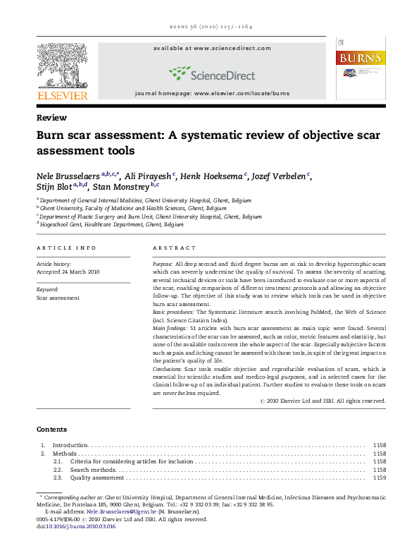 (PDF) Burn scar assessment: A systematic review of objective scar ...