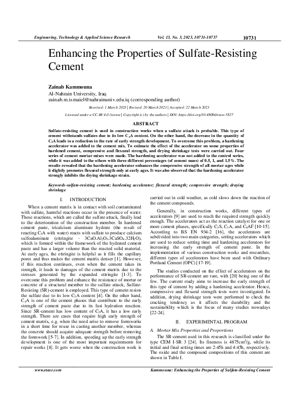(PDF) Enhancing the Properties of Sulfate-Resisting Cement