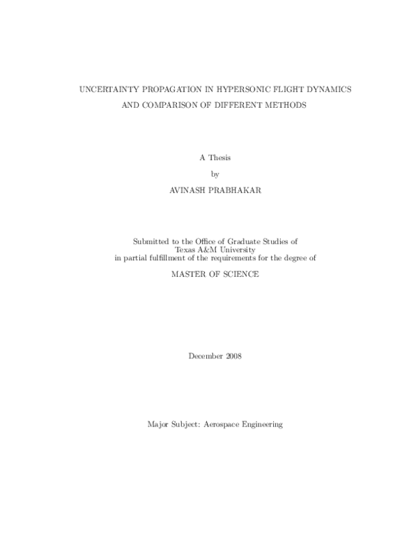 (PDF) Uncertainty Propagation in Hypersonic Flight Dynamics and Comparison of Different Methods
