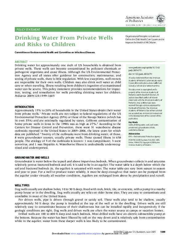 (PDF) Drinking Water From Private Wells and Risks to Children