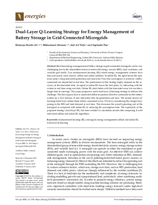 (PDF) Dual-Layer Q-Learning Strategy for Energy Management of Battery Storage in Grid-Connected ...