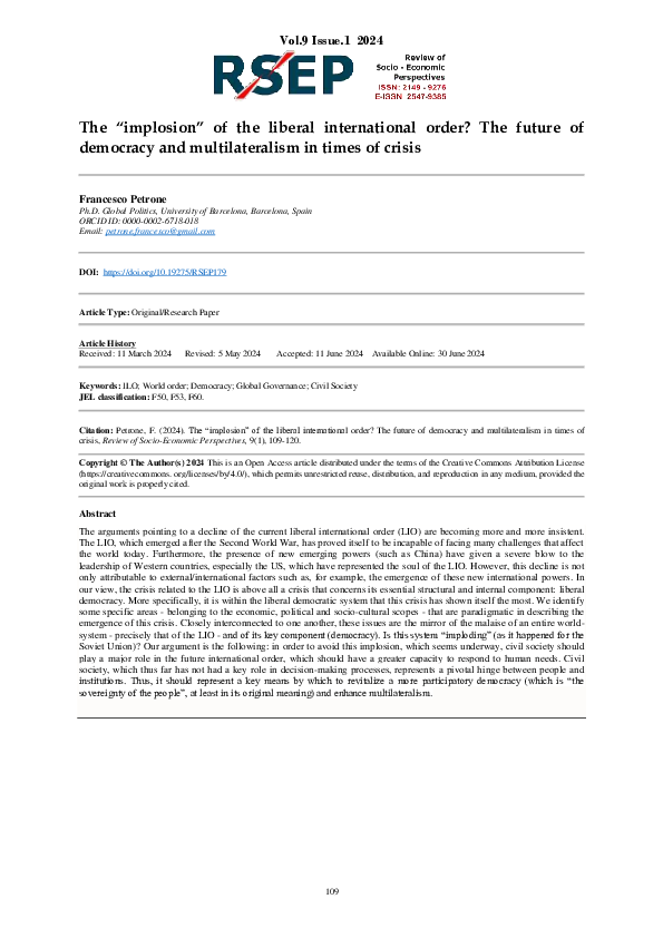 (PDF) The "implosion" of the liberal international order? The future of ...