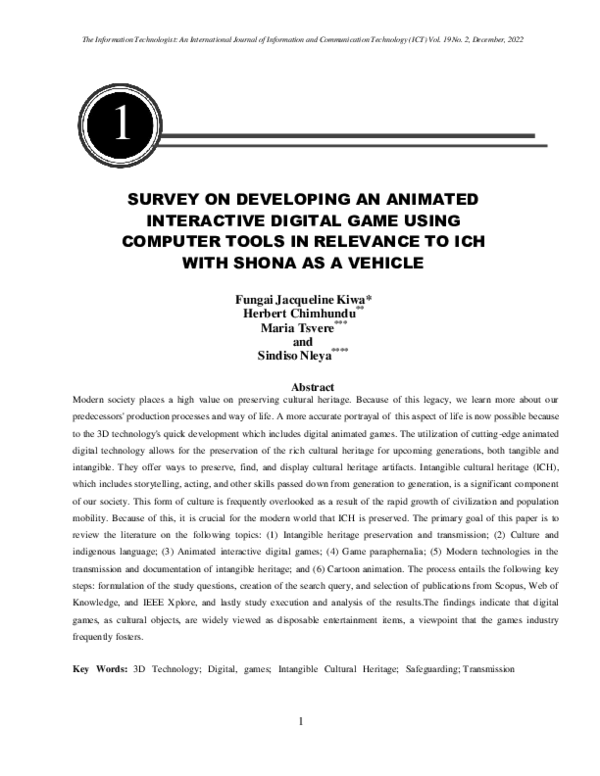 (PDF) SURVEY ON DEVELOPING AN ANIMATED INTERACTIVE DIGITAL GAME USING ...