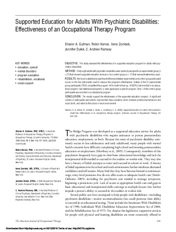 (PDF) Supported Education for Adults With Psychiatric Disabilities ...