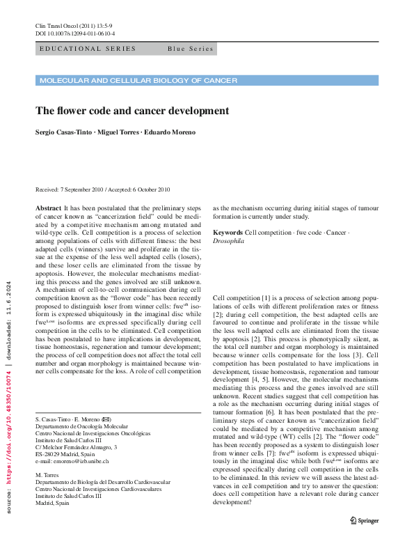 (PDF) The flower code and cancer development