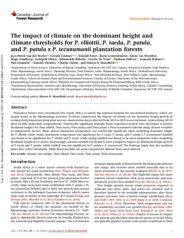 (PDF) The impact of climate on the dominant height and climate ...