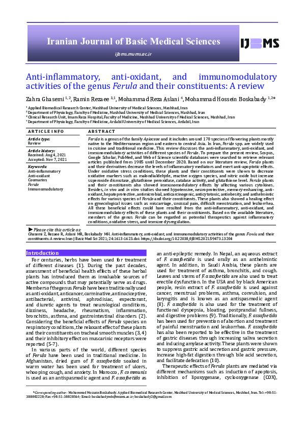 (PDF) Anti-inflammatory, anti-oxidant, and immunomodulatory activities ...