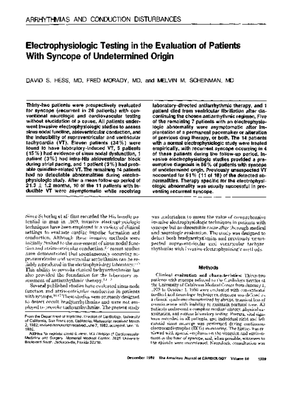 (PDF) Electrophysiologic testing in the evaluation of patients with ...