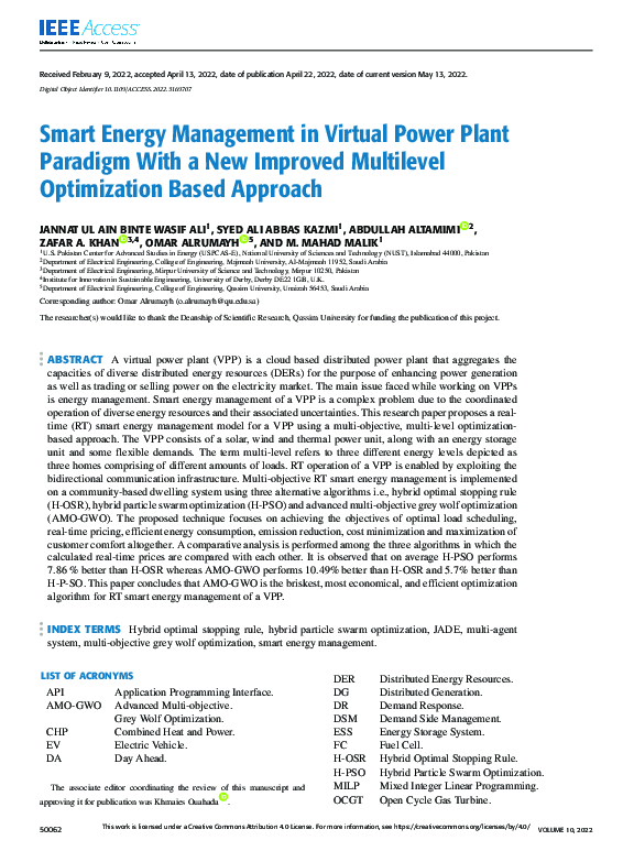 (PDF) Smart Energy Management in Virtual Power Plant Paradigm With a New Improved Multilevel ...