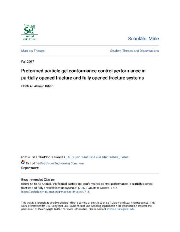 (PDF) Preformed particle gel conformance control performance in partially opened fracture and ...