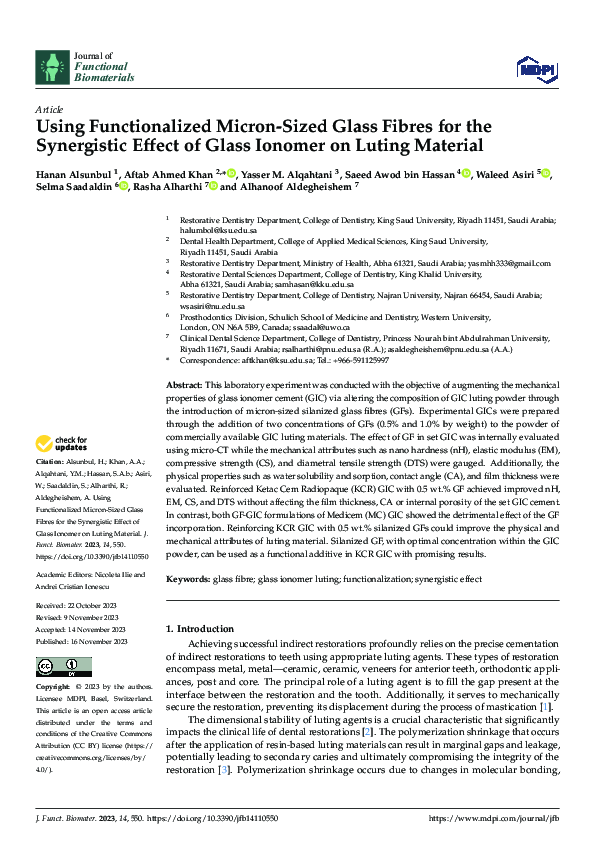(PDF) Using Functionalized Micron-Sized Glass Fibres for the ...