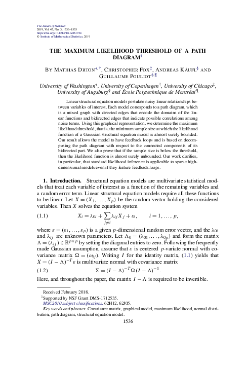 (PDF) The maximum likelihood threshold of a path diagram