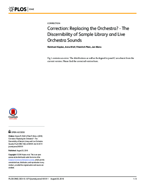 (PDF) Correction: Replacing the Orchestra? - The Discernibility of ...