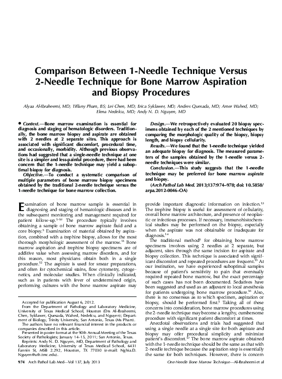 (PDF) Comparison Between 1-Needle Technique Versus 2-Needle Technique ...