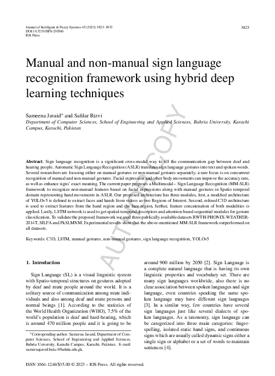 (PDF) Manual and non-manual sign language recognition framework using ...