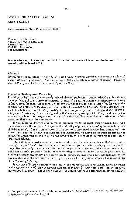 (PDF) Faster Primality Testing