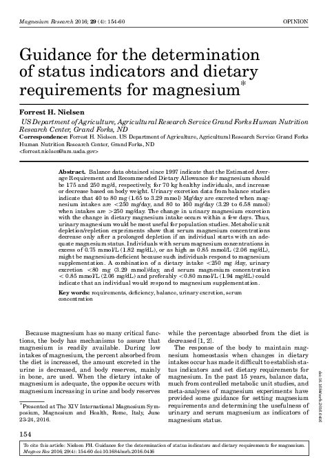 (PDF) Guidance for the determination of status indicators and dietary ...