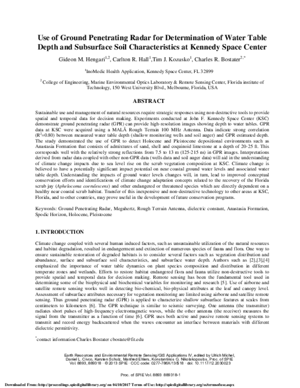 (PDF) Use of ground penetrating radar for determination of water table depth and subsurface soil ...
