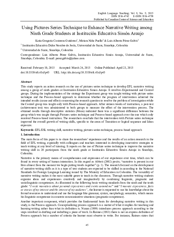 (PDF) Using Pictures Series Technique to Enhance Narrative Writing ...