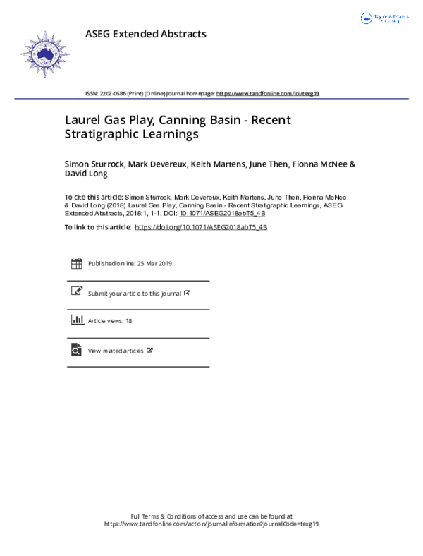 (PDF) Laurel Gas Play, Canning Basin - Recent Stratigraphic Learnings