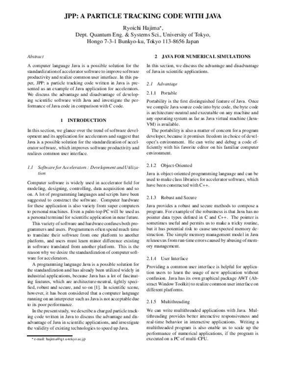 (PDF) JPP: A Particle Tracking Code With Java