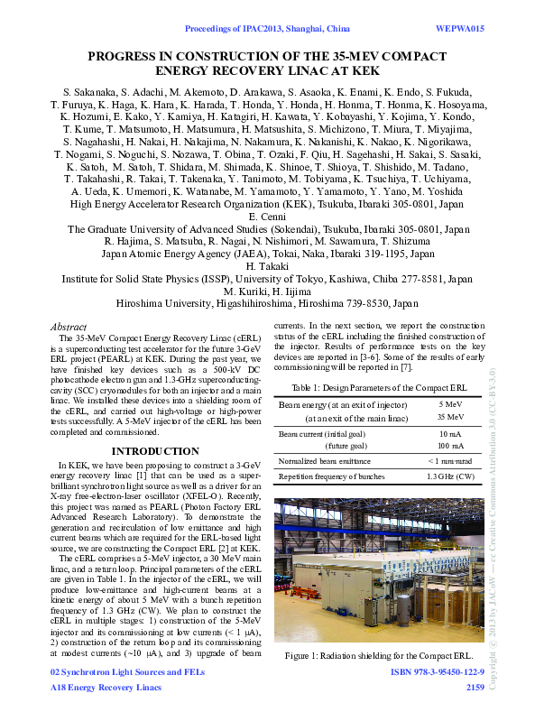 (PDF) Progress in Construction of the 35-MEV Compact Energy Recovery ...