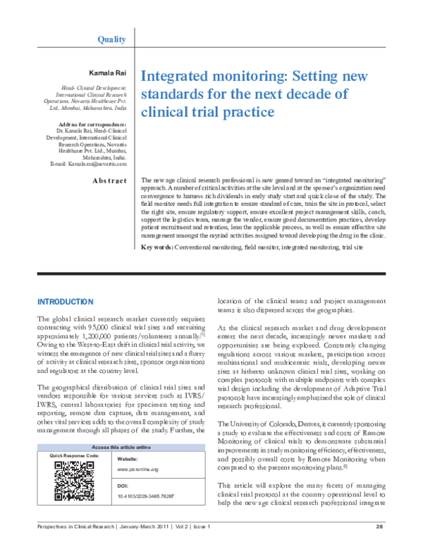 (PDF) Integrated monitoring: Setting new standards for the next decade ...
