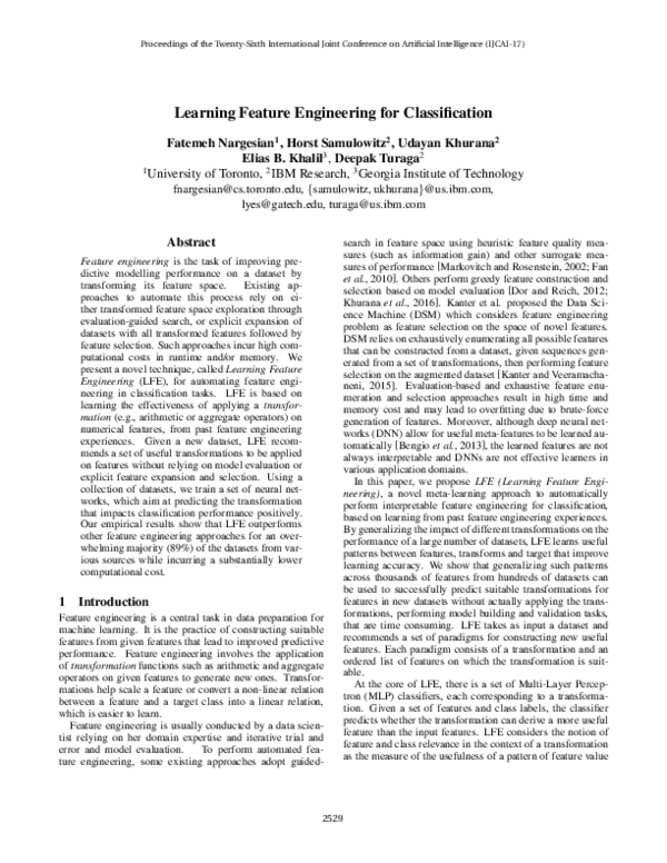 (PDF) Learning Feature Engineering for Classification