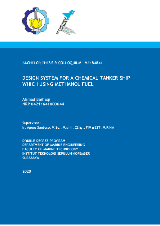 (PDF) Design System for a Chemical Tanker Which Using Methanol as a Fuel