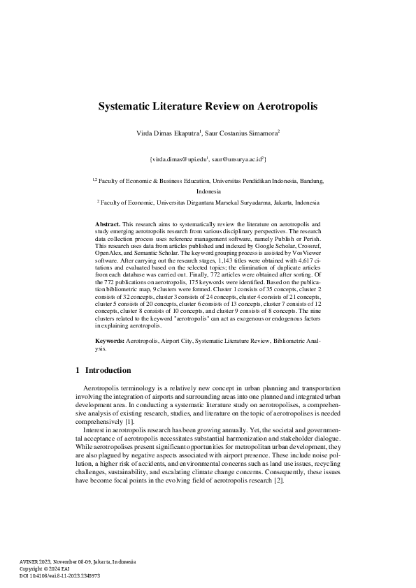 (PDF) Systematic Literature Review on Aerotropolis