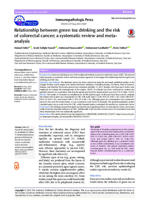 (PDF) Relationship between green tea drinking and the risk of ...