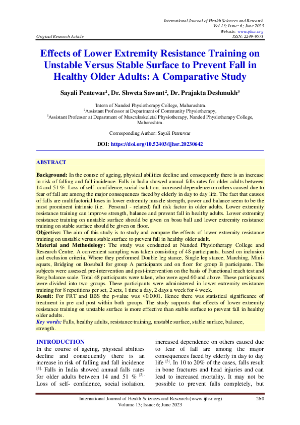 (PDF) Effects of Lower Extremity Resistance Training on Unstable Versus ...