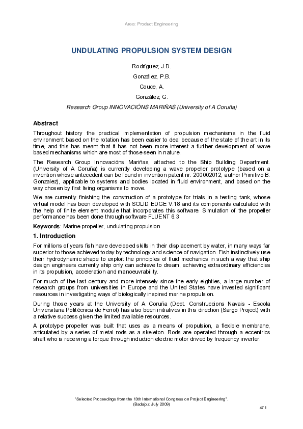 (PDF) Undulating propulsion system design