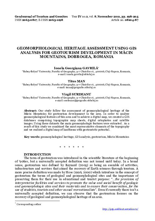(PDF) Geomorphological Heritage Assessment Using Gis Analysis for Geotourism Development in ...