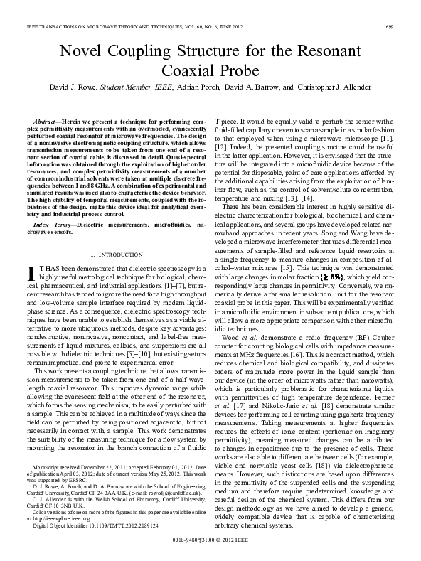 (PDF) Novel Coupling Structure for the Resonant Coaxial Probe