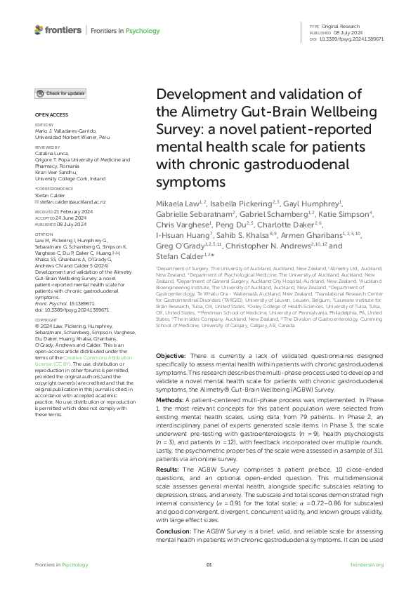 (PDF) Development and validation of the Alimetry Gut-Brain Wellbeing ...