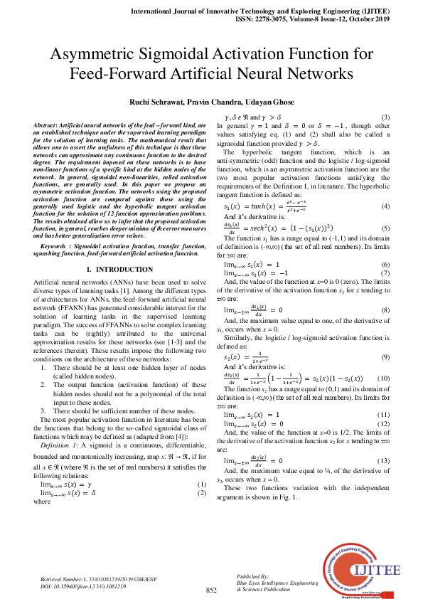 (PDF) Asymmetric Sigmoidal Activation Function for Feed-Forward ...
