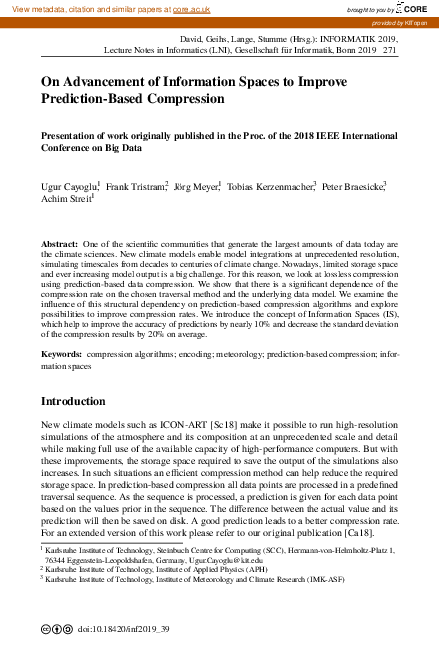 (PDF) On Advancement of Information Spaces to Improve Prediction-Based Compression