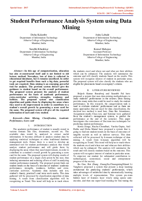 (PDF) Student Performance Analysis System using Data Mining