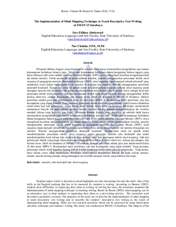 (PDF) The Implementation of Mind Mapping Technique to Teach Descriptive ...