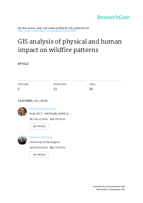 (PDF) GIS analysis of physical and human impact on wildfire patterns
