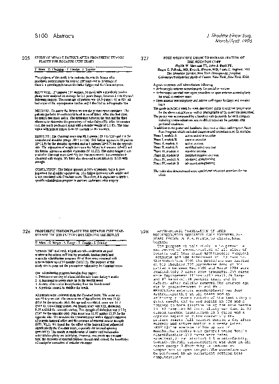 (PDF) Prosthetic tendon plasty for rotator cuff tearrehabilitation ...