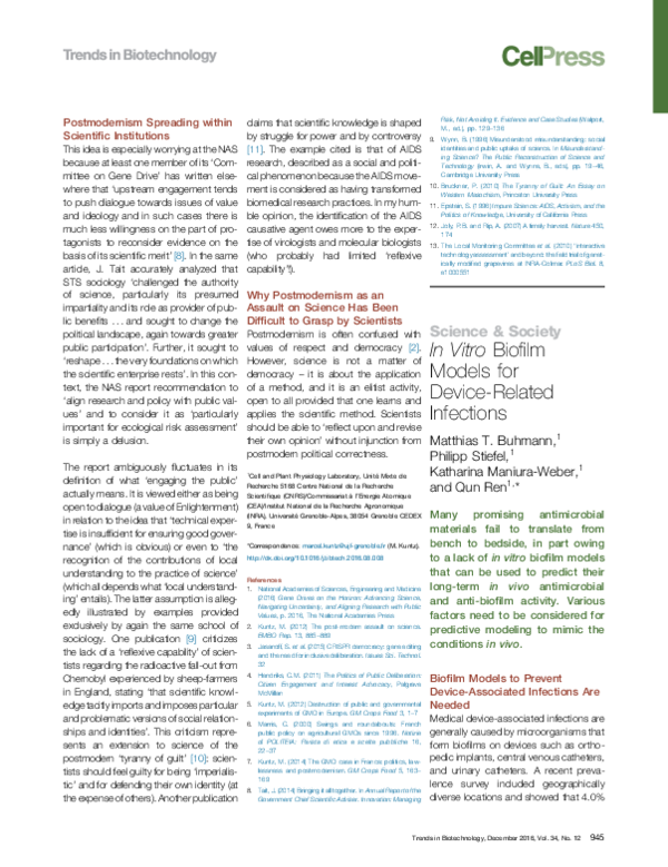 (PDF) Biofilm Models for Device-Related Infections