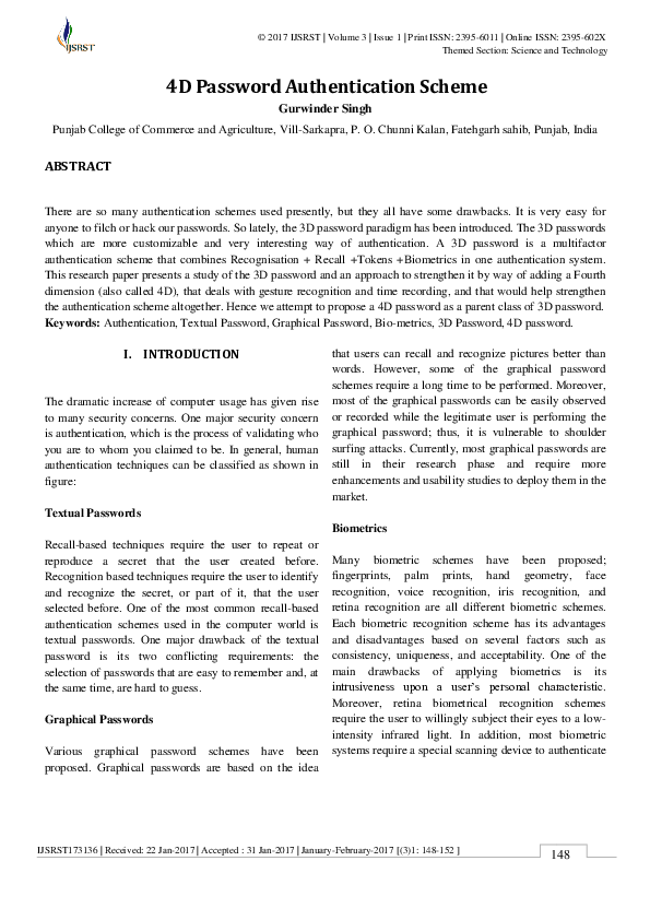 (PDF) 4D Password Authentication Scheme