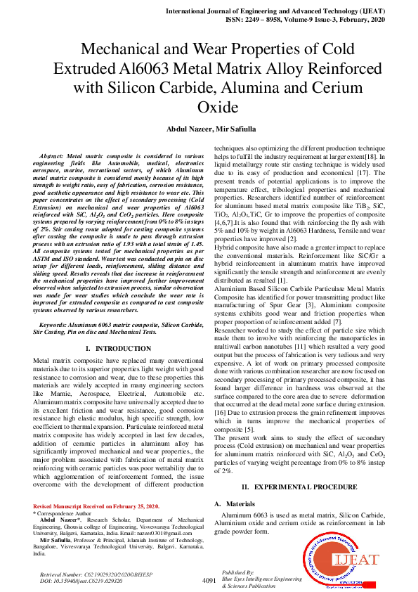 (PDF) Mechanical and Wear Properties of Cold Extruded Al6063 Metal ...
