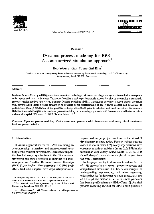 (PDF) Dynamic process modeling for BPR: A computerized simulation approach