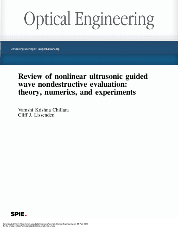 (PDF) Review of nonlinear ultrasonic guided wave nondestructive evaluation: theory, numerics ...
