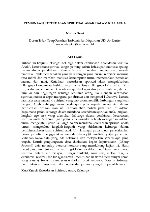 (PDF) Pembinaan Kecerdasan Spiritual Anak Dalam Keluarga