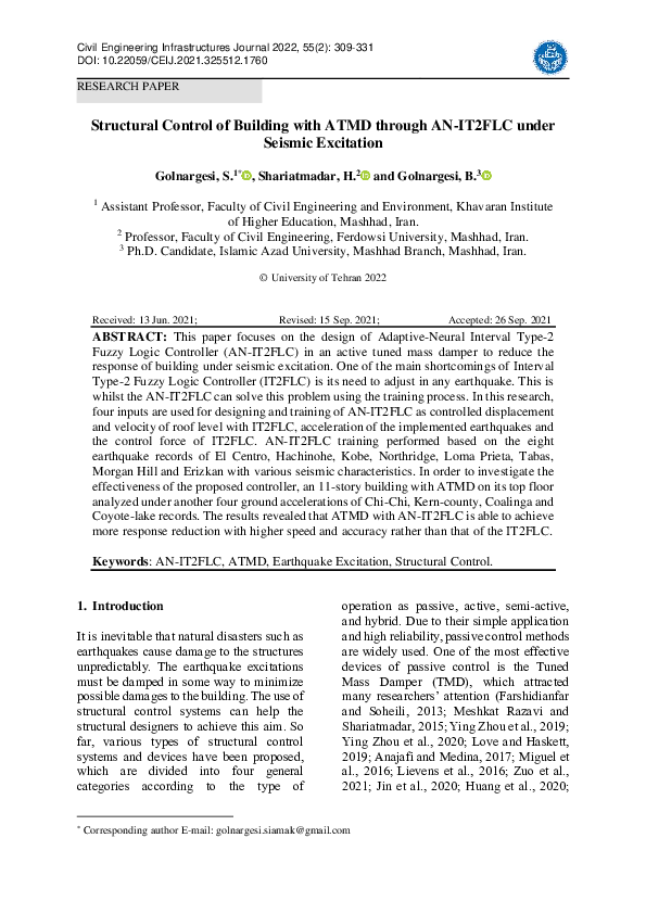 (PDF) Structural Control of Building with ATMD through AN-IT2FLC under ...