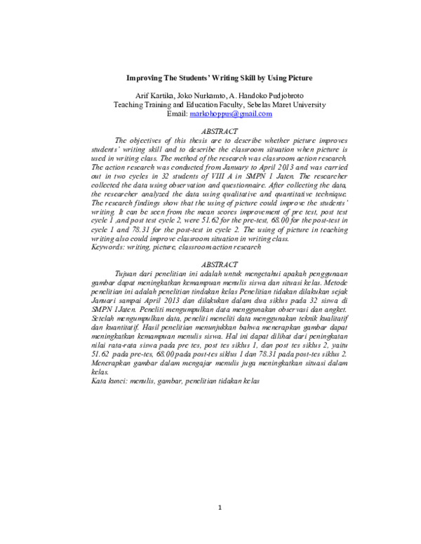 (PDF) Improving The Students’ Writing Skill by Using Picture